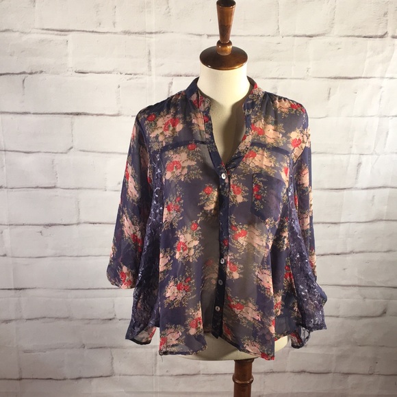 Angie | Tops | Angie Semi Sheer Floral Blouse | Poshmark
